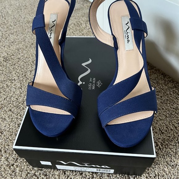 Nina | Shoes | Nina Robina Navy Georgette Wedding Sandal | Poshmark